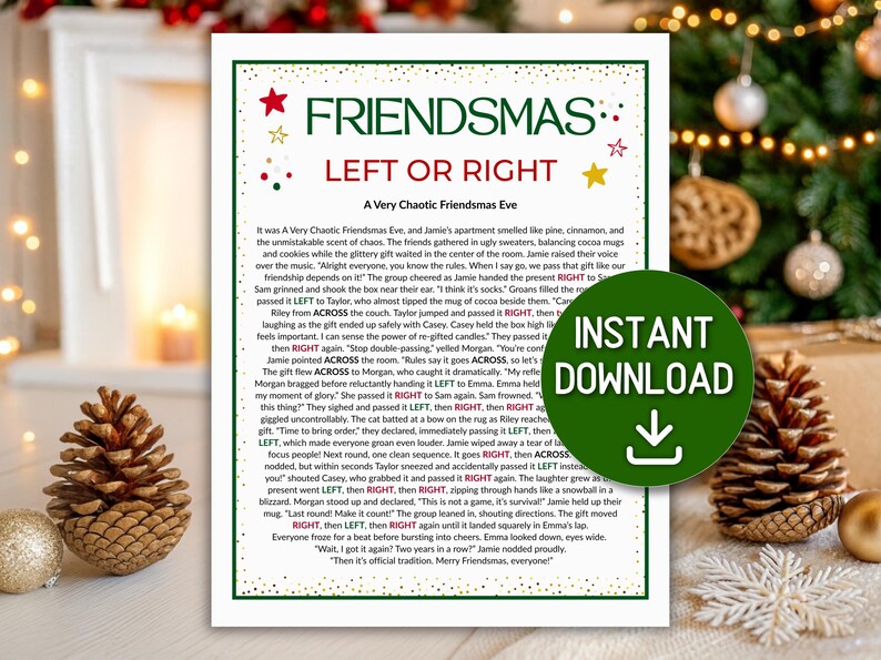 Friendsmas Left Right Game Printable Funny Gift Exchange Holiday ...