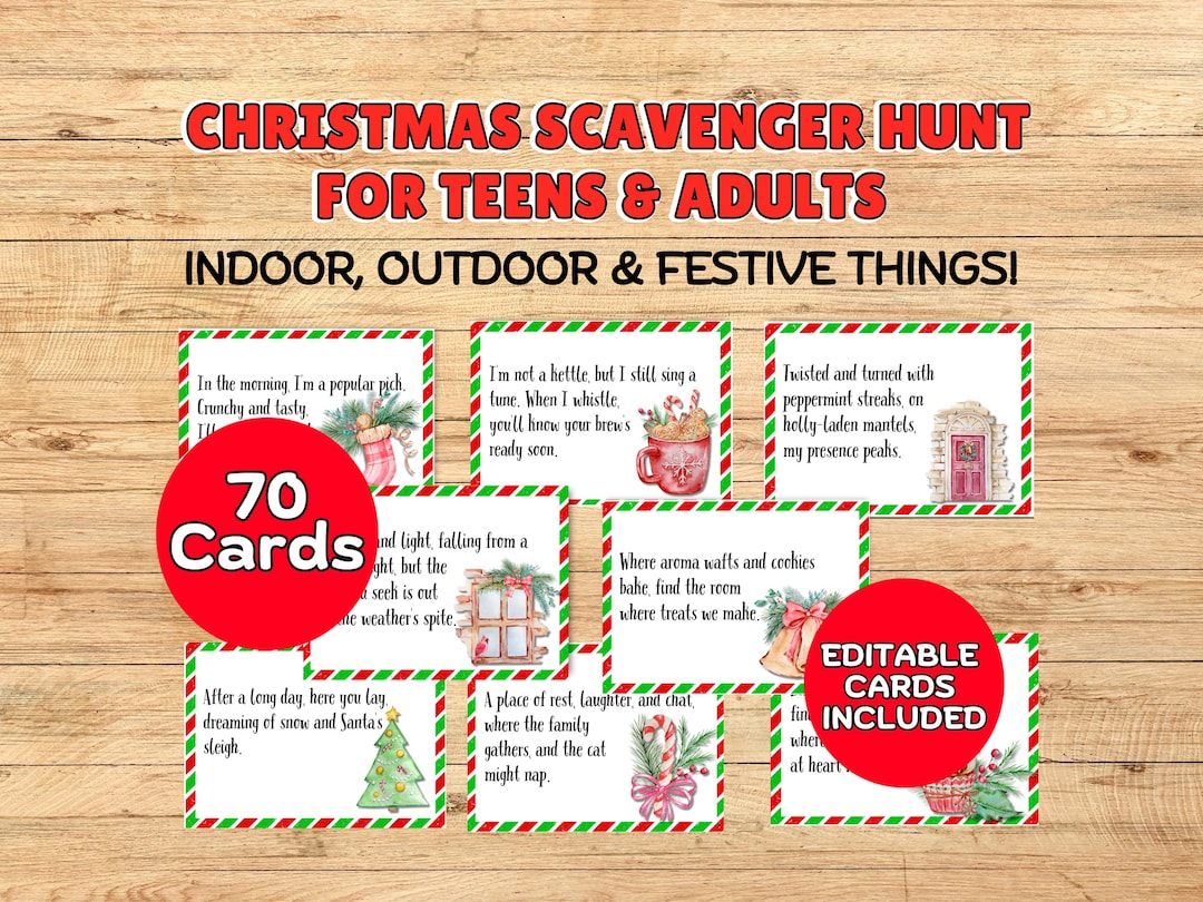 Christmas Scavenger Hunt for Teens and Adults, Christmas Treasure Hunt ...