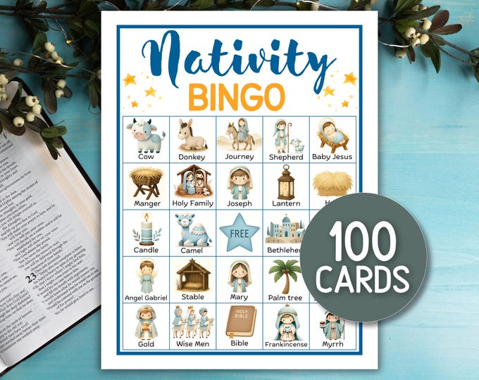 Christmas Nativity Bingo Printable Boards, Birth of Jesus Catholic ...