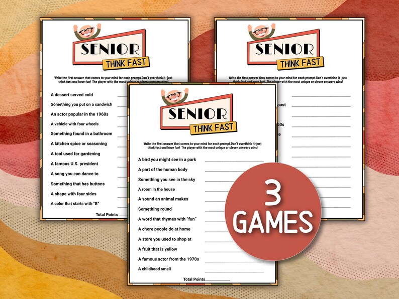 Think Fast Game Elderly Senior Dementia Activities Ice Breaker ...