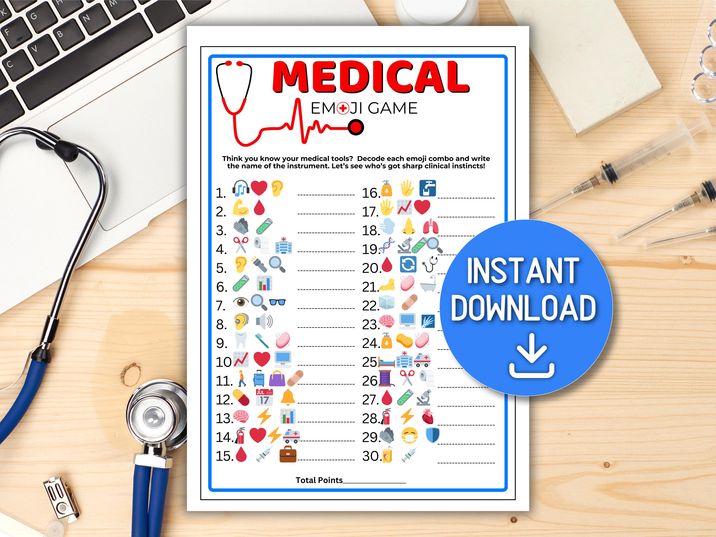 Medical Emoji Game Printable, Healthcare Game Nurses Week Game Hospital ...