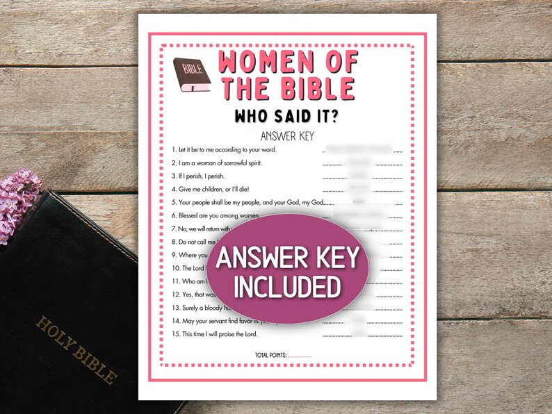 Who Said It Game Women of the Bible Game Printable Bible Verse Who Said ...