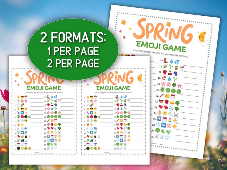 Spring Emoji Game Printable Quiz Springtime Theme Trivia Party Games ...