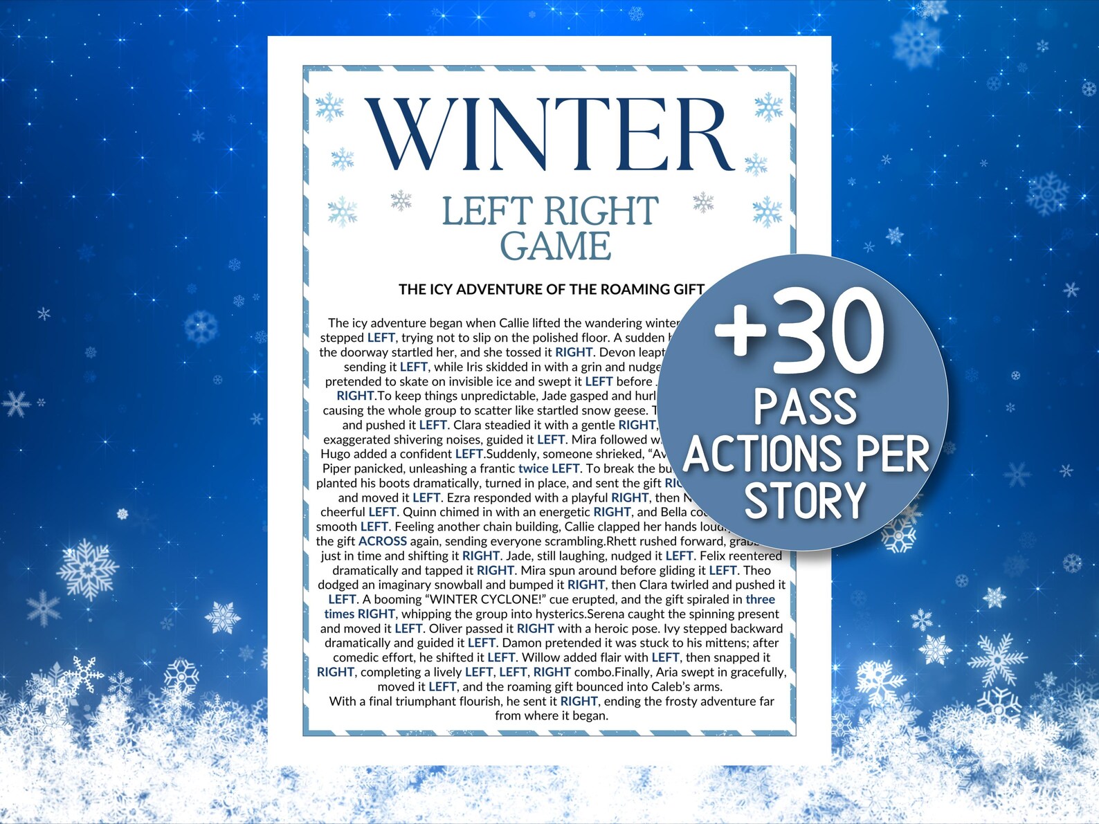 Winter Left Right Game Printable, Pass the Gift Exchange Office Holiday ...