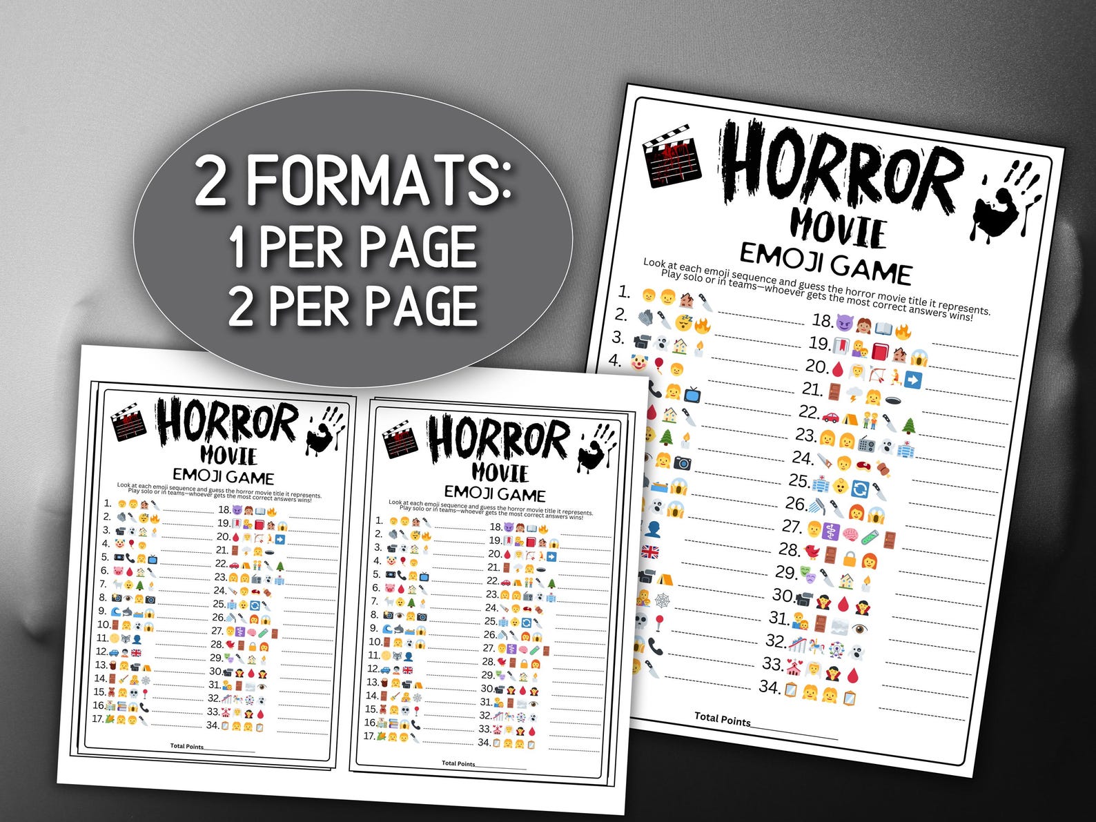 Horror Movie Emoji Game Printable, Halloween Movie Emoji Game Emoji ...