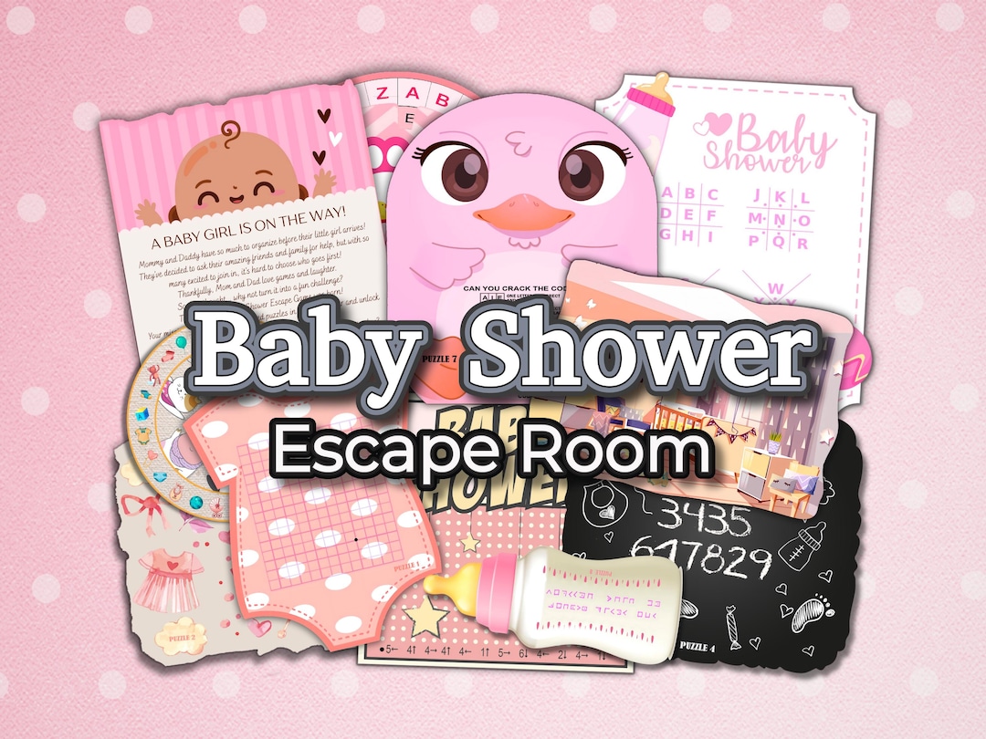 Girl Baby Shower Escape Room Printable Mystery Baby Shower Escape Game ...