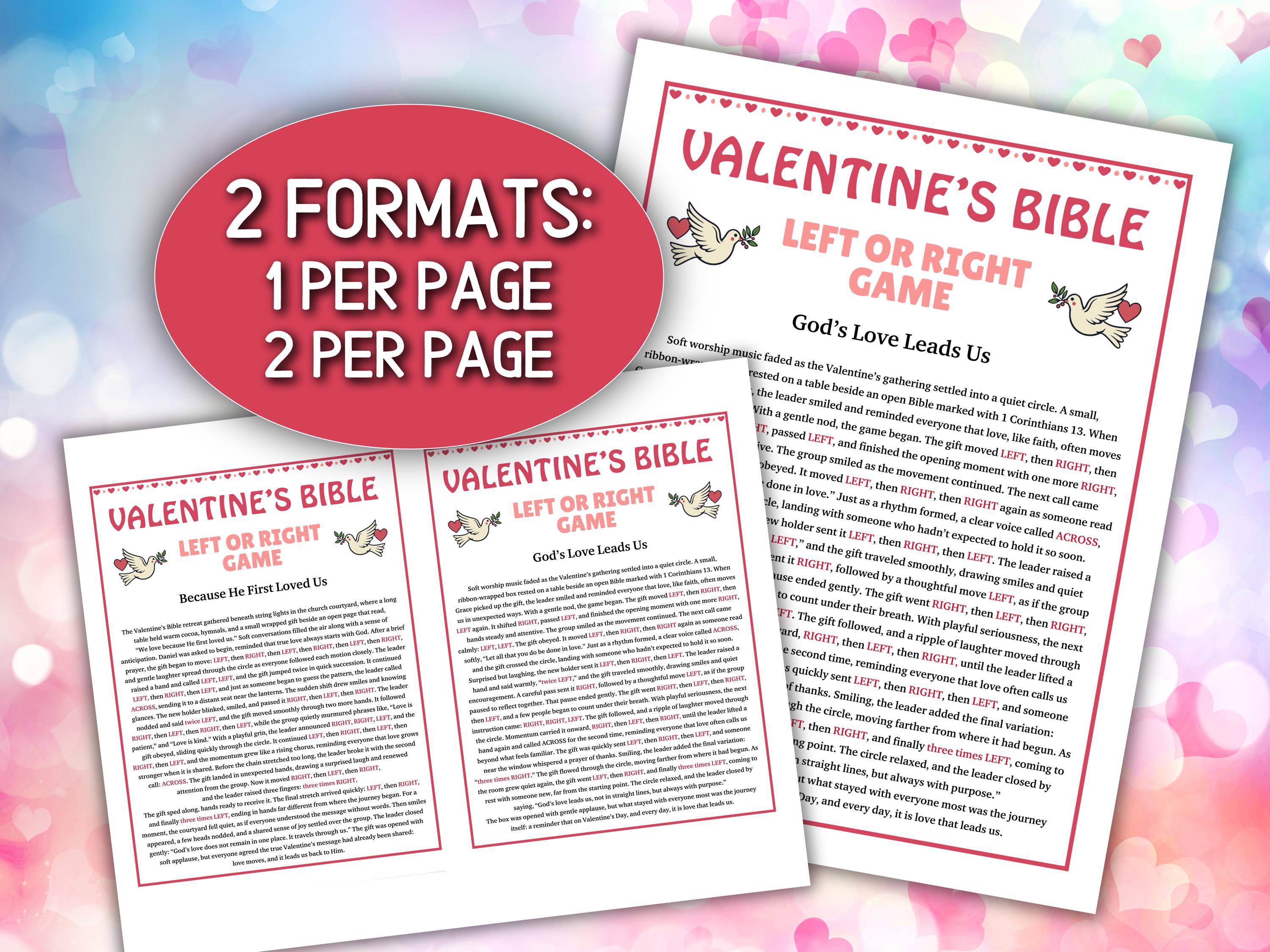 Left Right Game Valentine Christian Games for Church Seniors Valentines ...