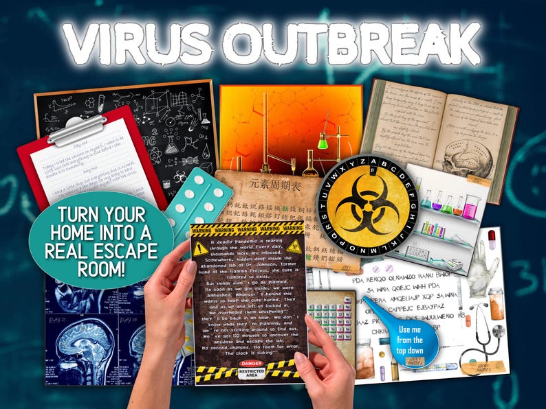 Virus Escape Room Kit Printable for Adults Teens Lab Game at Home ...