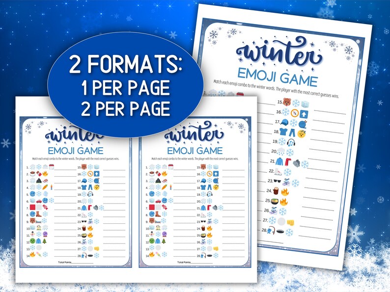 Winter Emoji Game With Answers, Printable Emoji Pictionary Winter Theme ...