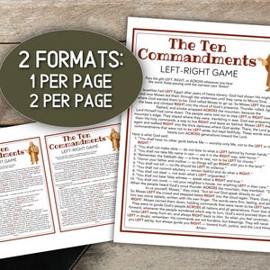 Ten Commandments Game, Left Right Game 10 Commandments Printable Church ...