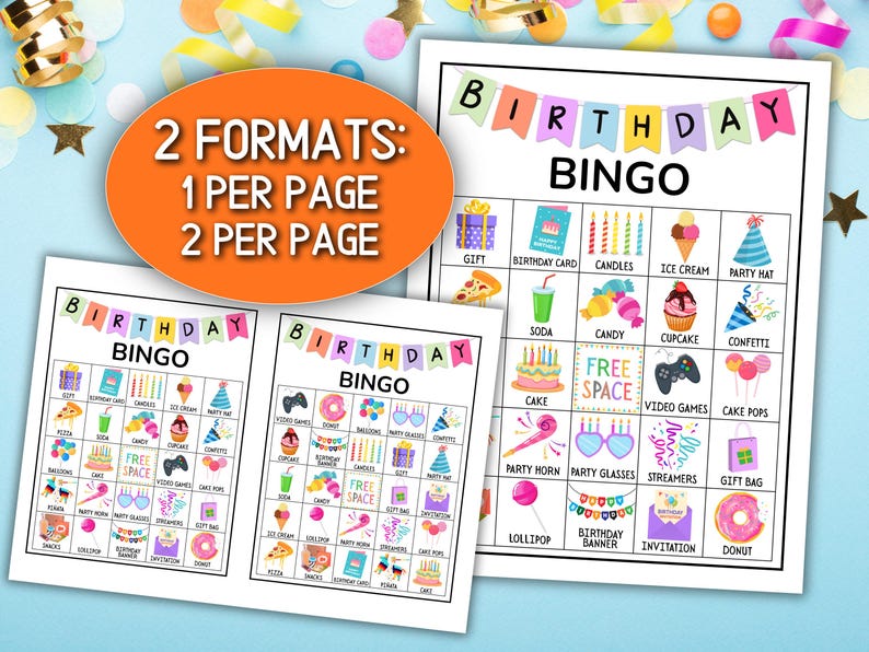 30 Birthday Bingo Printable, Party Games With Pictures Kids Boy Girl ...