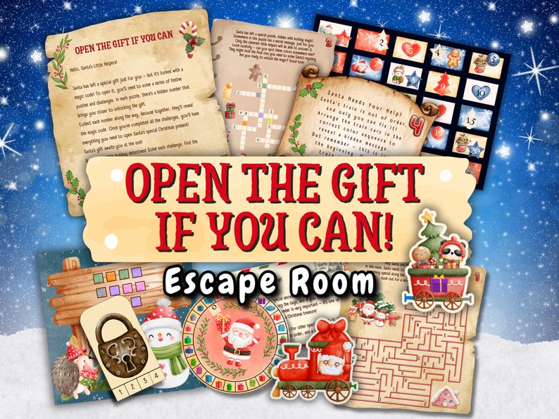 Christmas Escape Room for Kids, Gift Escape Room Kit Santa Escape Room ...