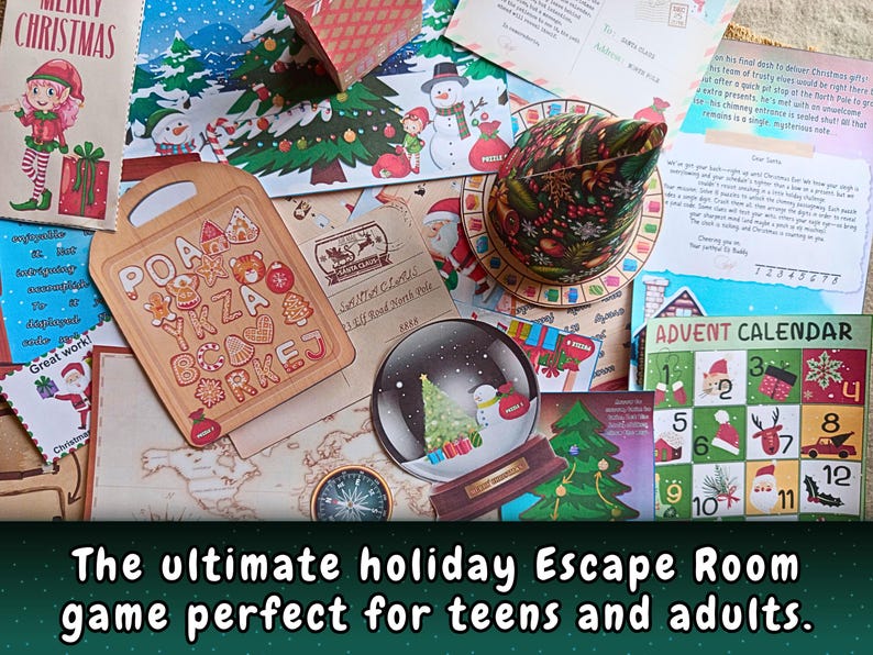 Christmas Escape Room Adults Teens Kit Quest Holiday Game for Family ...