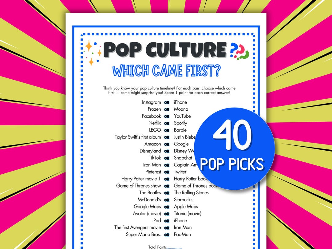 Which Came First Trivia Game Pop Culture Trivia Game Which Came First ...