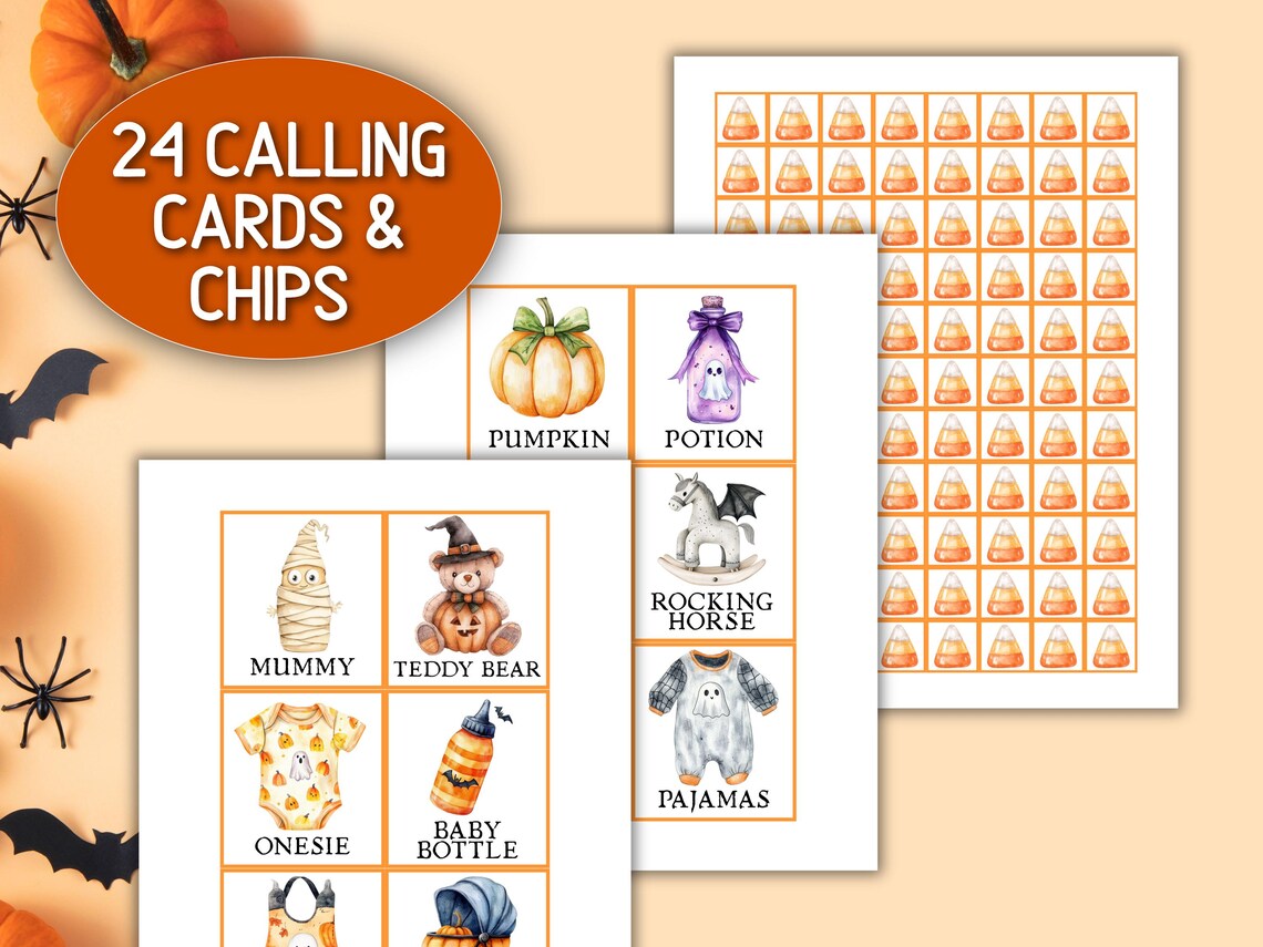 Baby Boo Bingo Halloween Baby Shower Game Little Pumpkin Printable ...