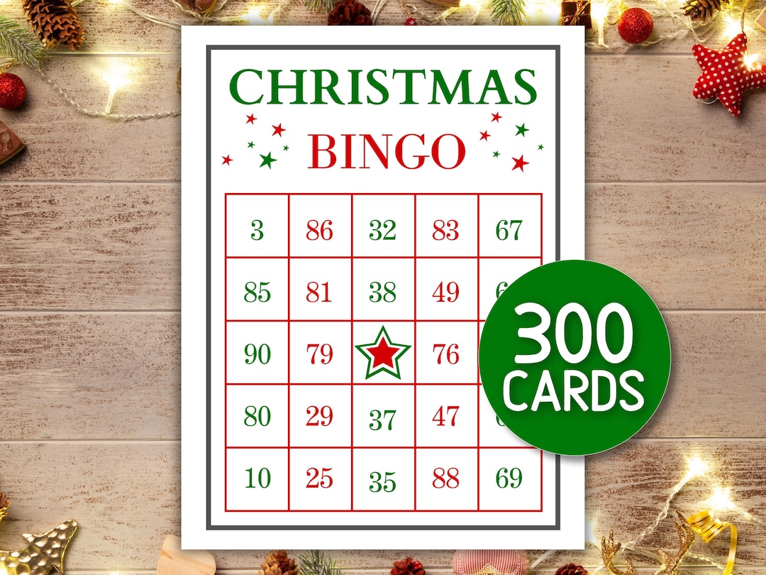 Christmas Number Bingo Cards 300 Xmas, 90 Calling Cards Printable - Etsy