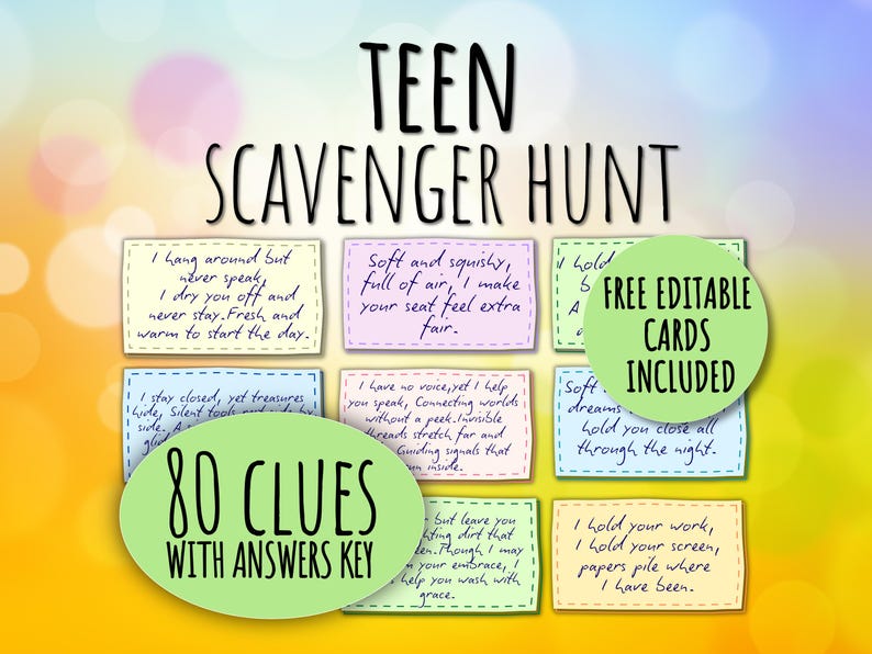 Teen Scavenger Hunt Indoor and Outdoor | Party Games | Treasure Hunt ...