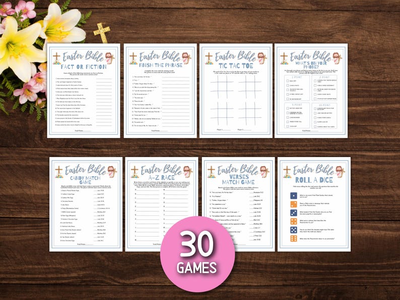 Easter Bible Games Bundle Printable, Christian He is Risen Party Game ...