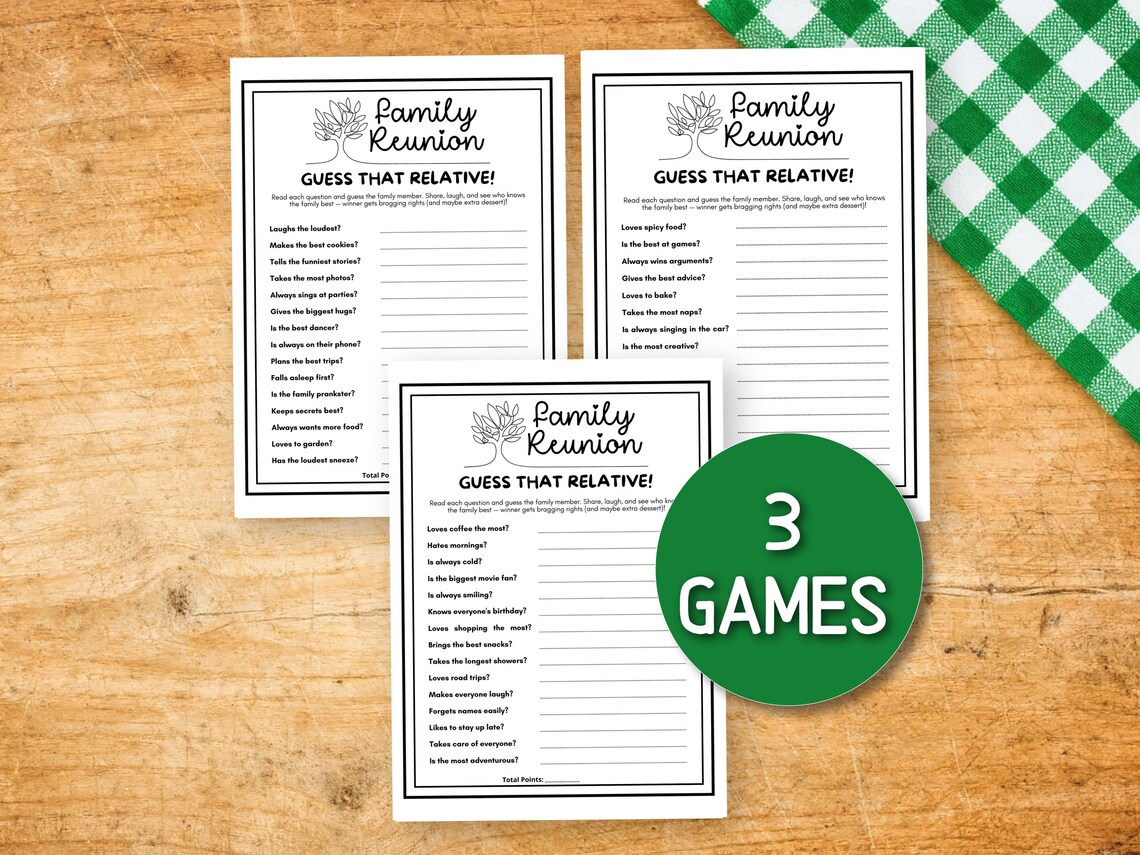 Family Reunion Guess That Relative Printable Games for Family Reunion ...
