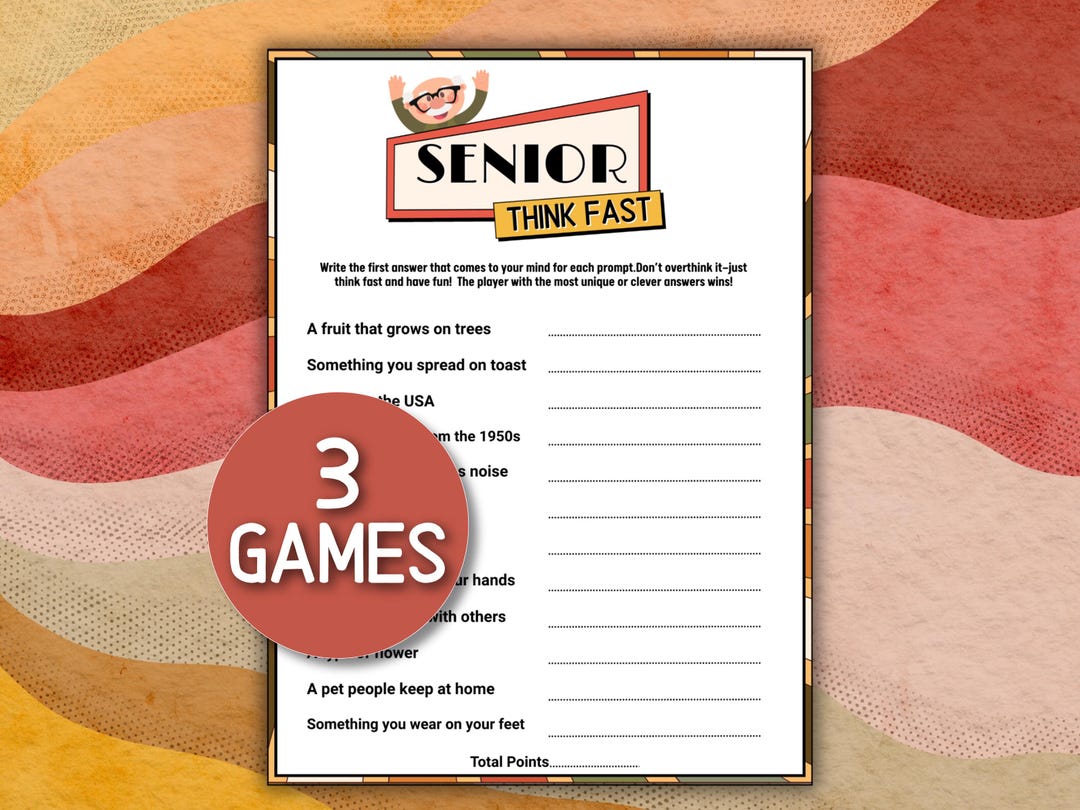 Think Fast Game Elderly Senior Dementia Activities Ice Breaker ...