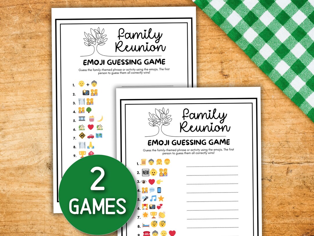 Family Reunion EMOJI Pictionary Printable Emojis Game Family Trivia ...