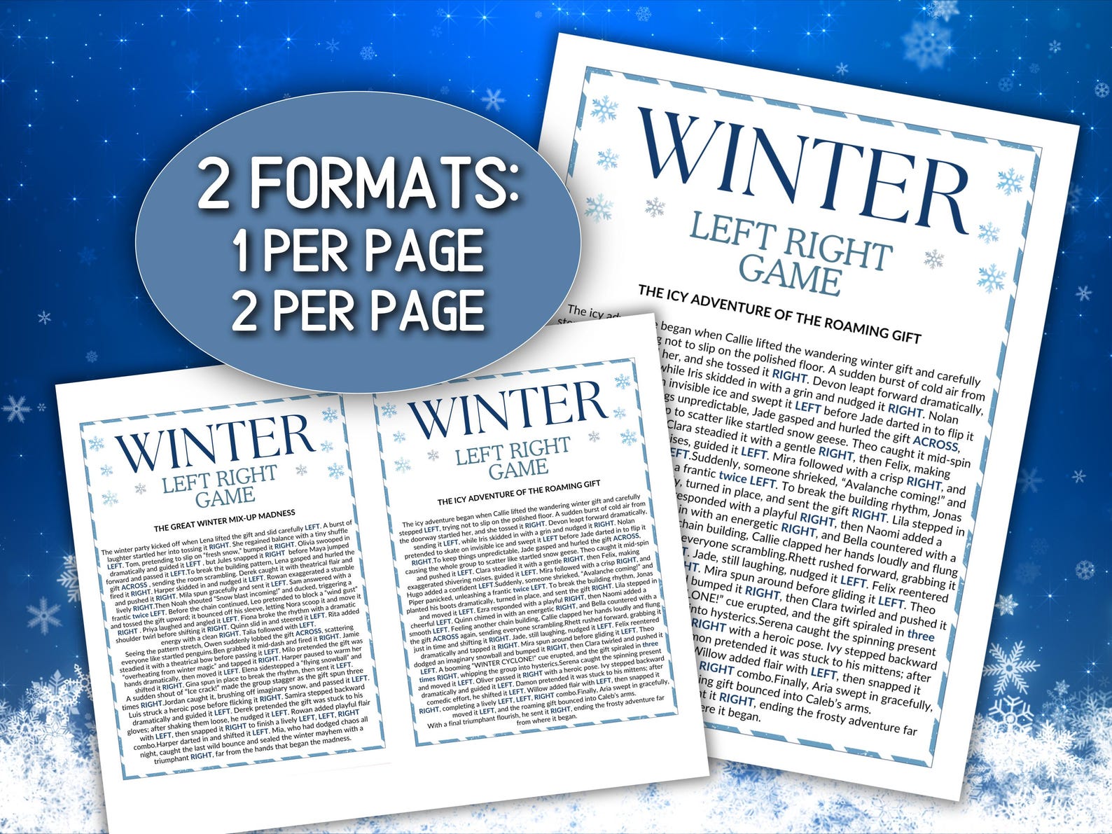 Winter Left Right Game Printable, Pass the Gift Exchange Office Holiday ...