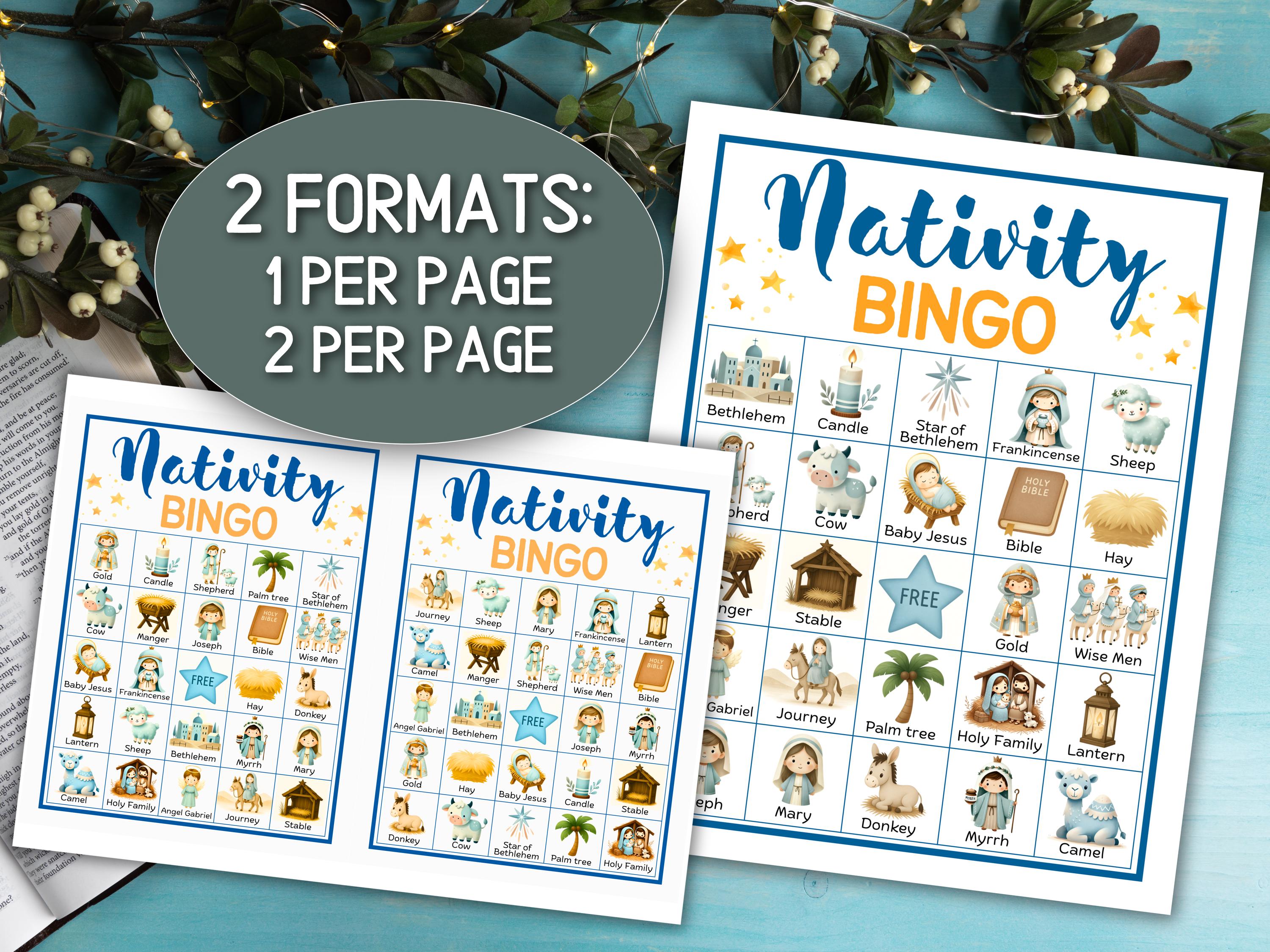 Nativity Bingo Printable, 100 Christmas Nativity Bingo Game for Kids ...