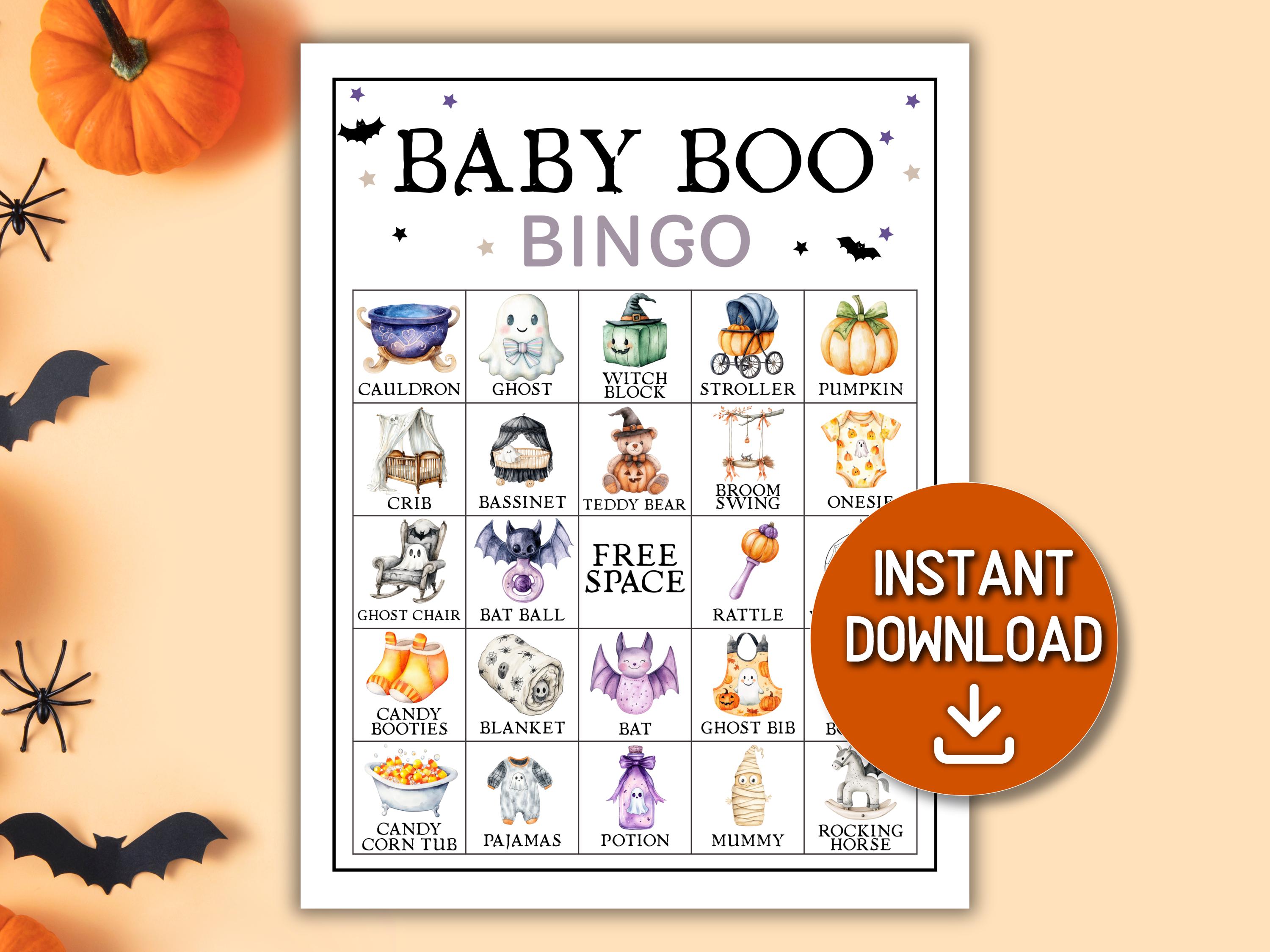 Baby Boo Bingo Halloween Baby Shower Game Little Pumpkin Bingo ...