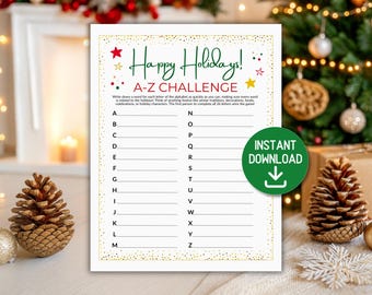 Holiday Party Game A Z Race Words, Printable Christmas Activity for ...