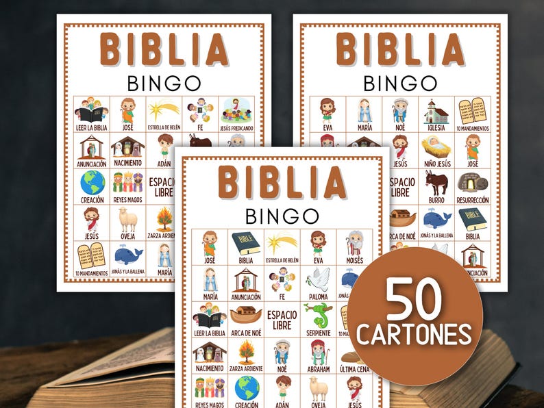 Biblia Bingo Espanol, Christian Game Bible Bingo Juegos Biblicos in ...
