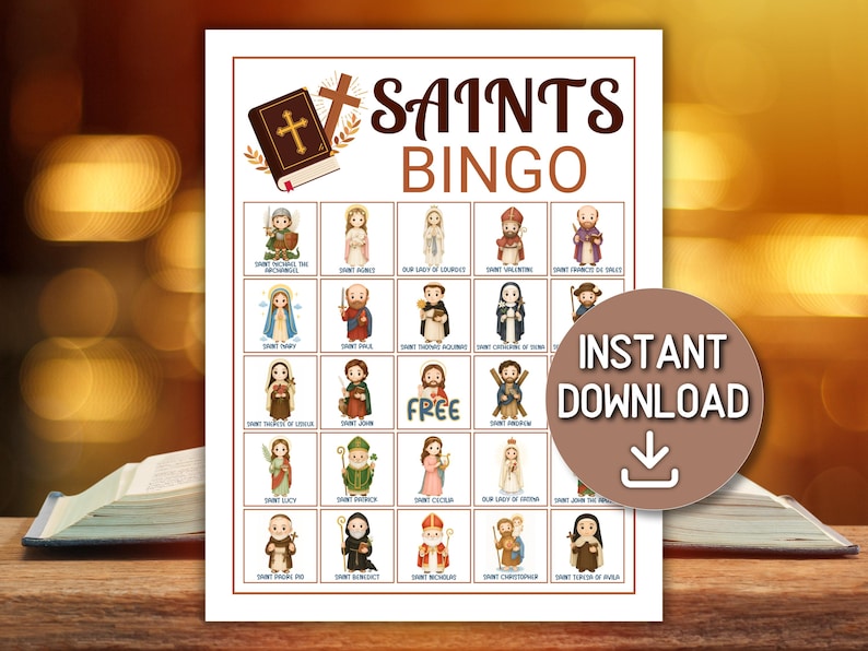 Saint Bingo Cards Catholic Kids Teaching Printables Games First ...