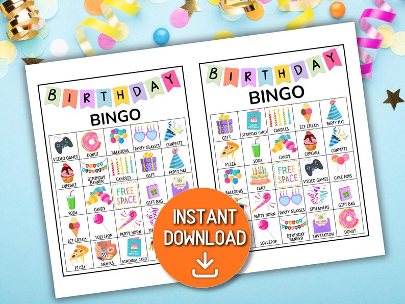 30 Birthday Bingo Printable, Party Games With Pictures Kids Boy Girl ...