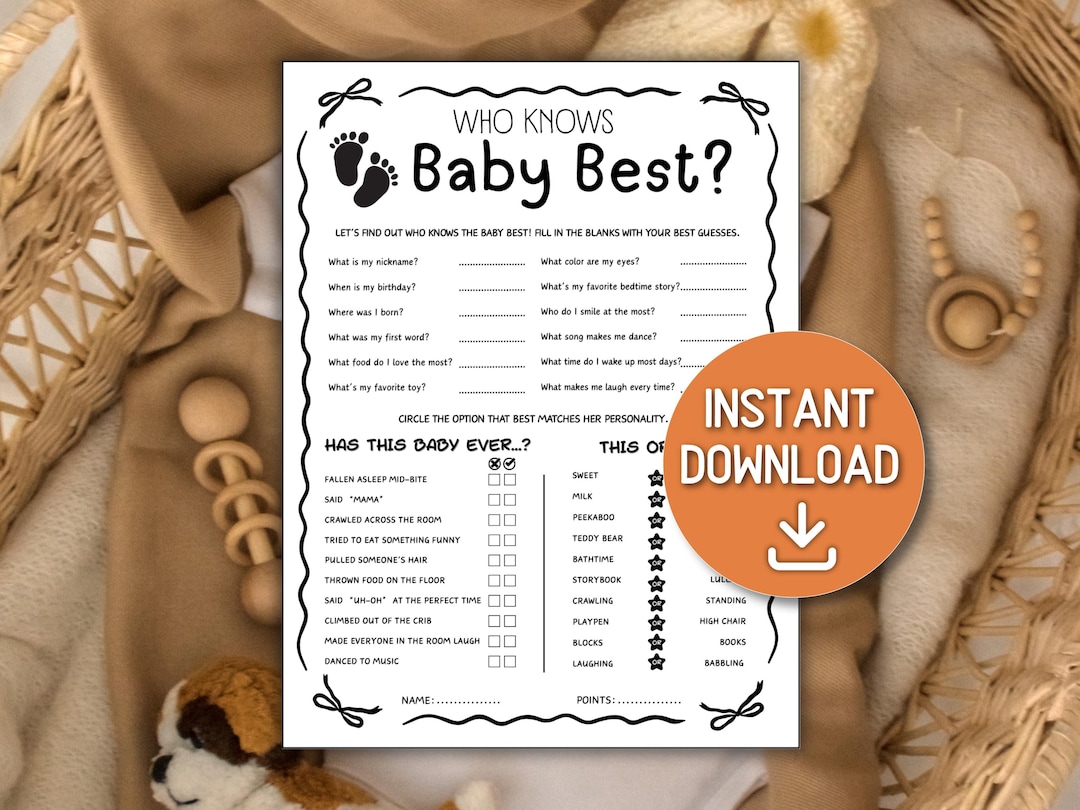 First Birthday Game Who Knows the Baby 1st Birthday Trivia Questions ...