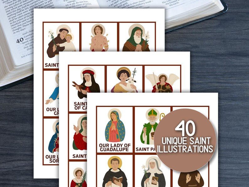 Catholic Saint Bingo 100 Unique Printable, All Saints Day Bingo Cards ...