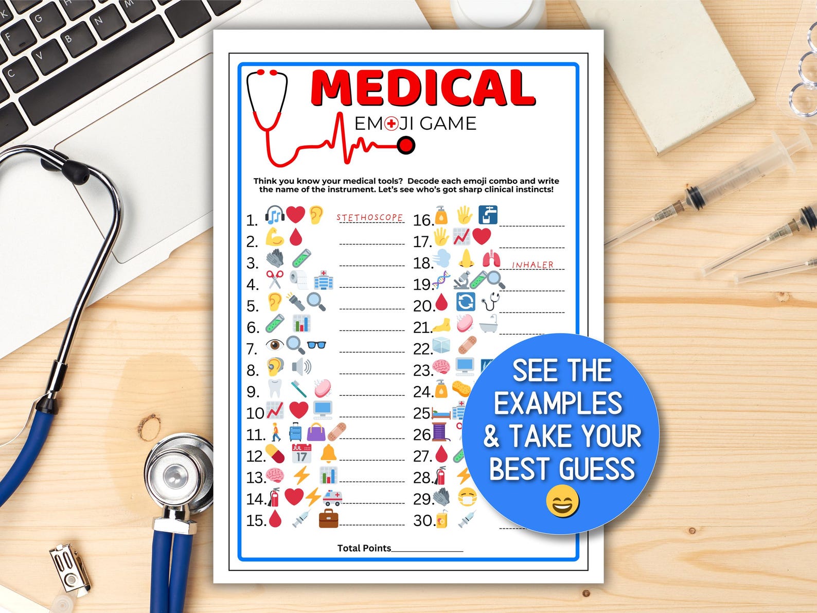 Medical Emoji Game Printable, Healthcare Nurses Week Hospital Party ...