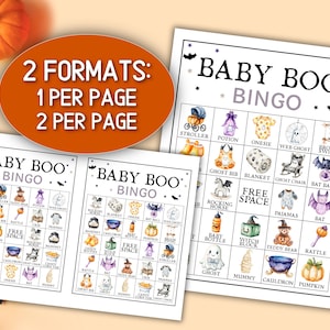 Baby Boo Bingo Halloween Baby Shower Game Little Pumpkin Printable ...
