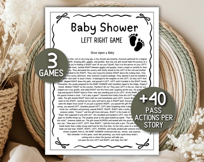 Left Right Baby Shower Game, Pass the Prize Gift Exchange Game, Baby ...