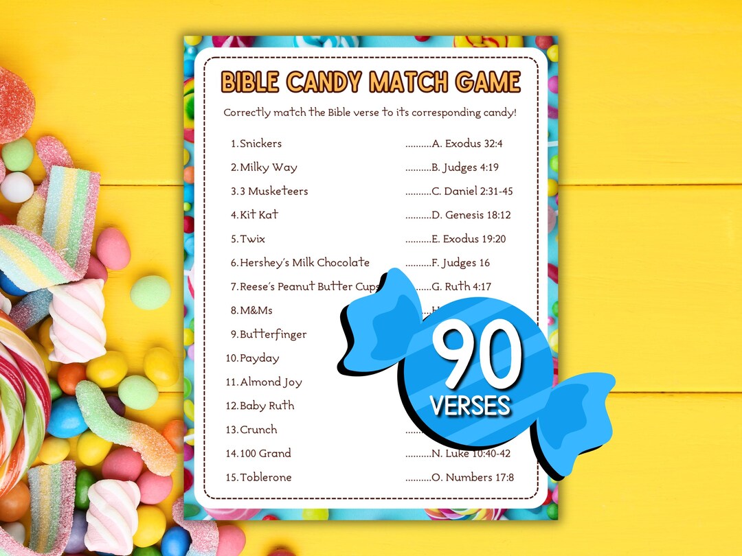 Bible Candy Match Game Printable, Bible Verse Candy Match Game With ...