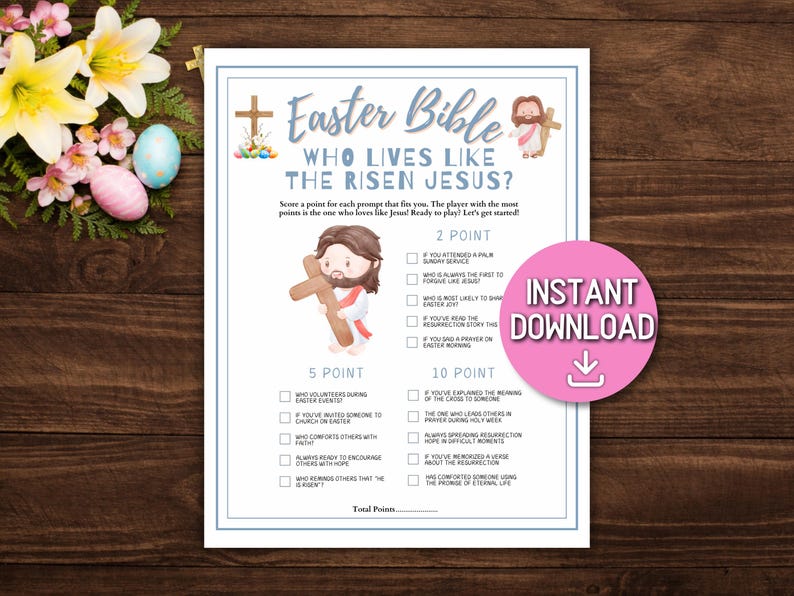 Easter Bible Games Bundle Printable, Christian He is Risen Party Game ...