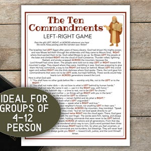 Ten Commandments Game, Left Right Game 10 Commandments Printable Church ...