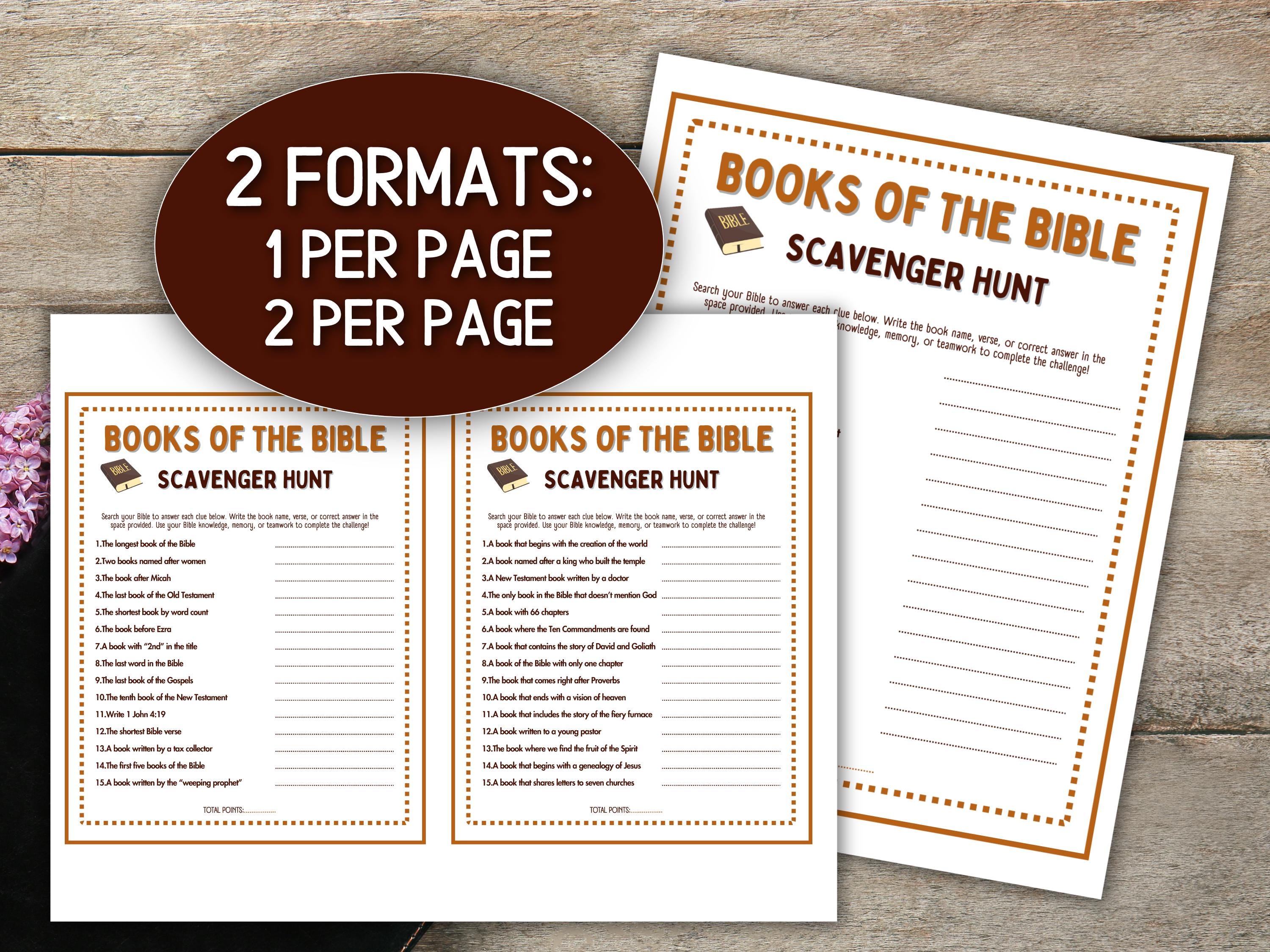 Books of the Bible Scavenger Hunt Bible Game Sunday School Bible Study ...