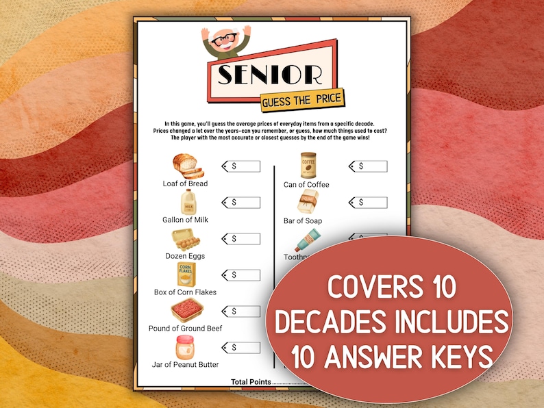 Senior Guess the Price Game, Decades Memory Games for the Elderly ...