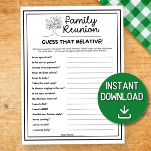 Family Reunion Guess That Relative Printable Games for Family Reunion ...