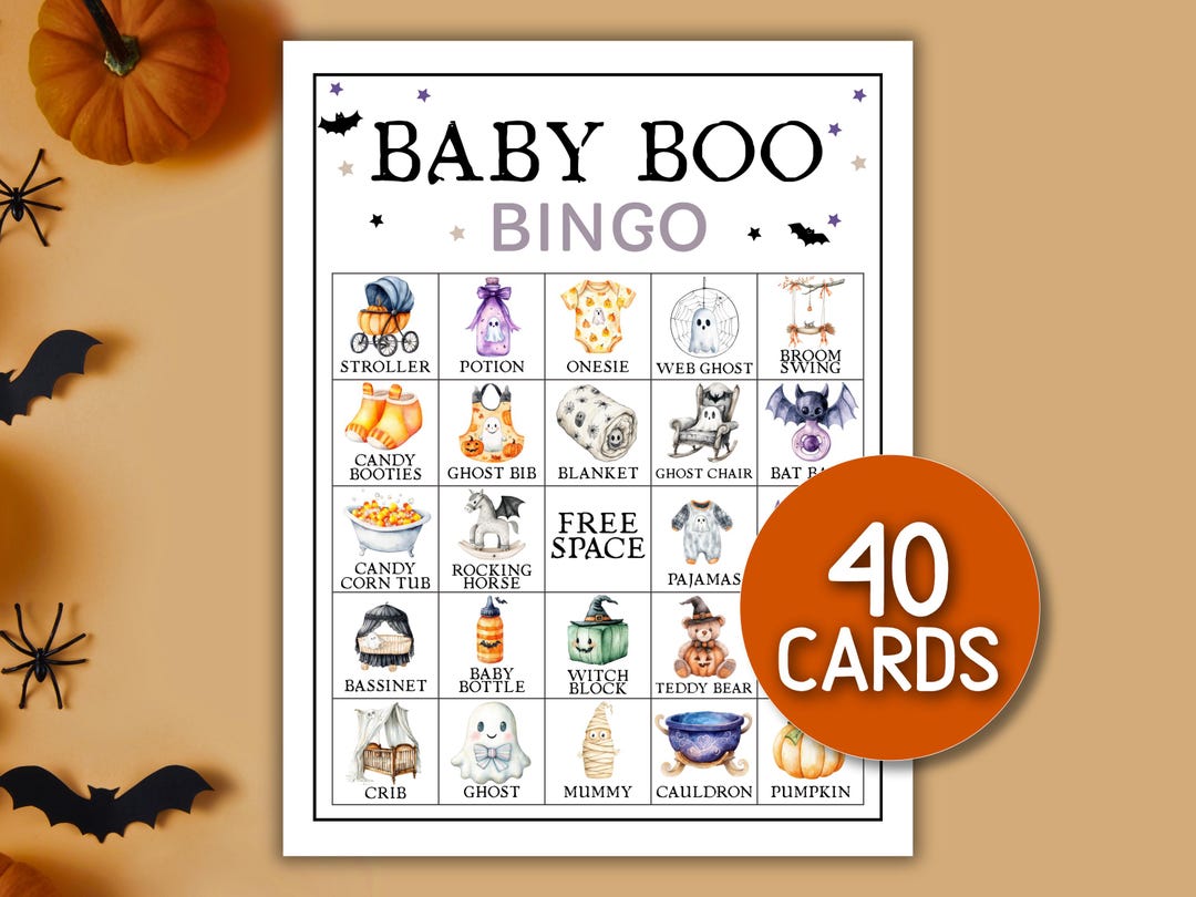Baby Boo Bingo Halloween Baby Shower Game Little Pumpkin Bingo ...