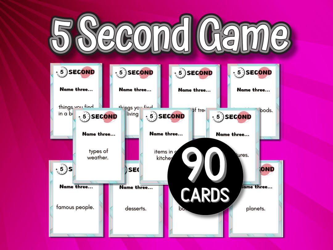 5 Second Game Printable Family Reunion Games Party Games Memory Game 5 ...