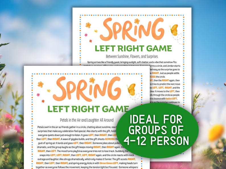 Spring Left Right Game Printable, Pass the Gift Party Game, Group ...