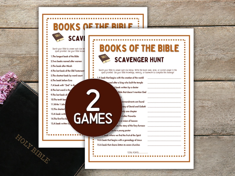 Books of the Bible Scavenger Hunt Bible Game Sunday School Bible Study ...
