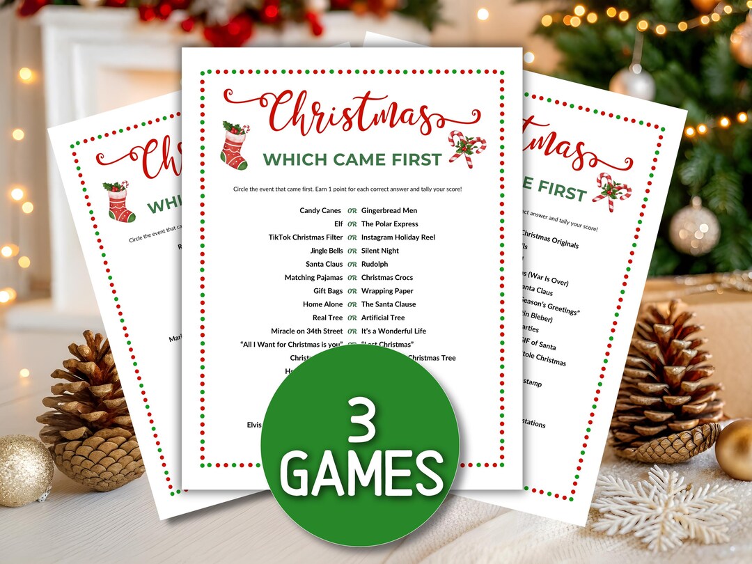 Christmas Which Came First Game Printable, Family Holiday Activity Xmas ...
