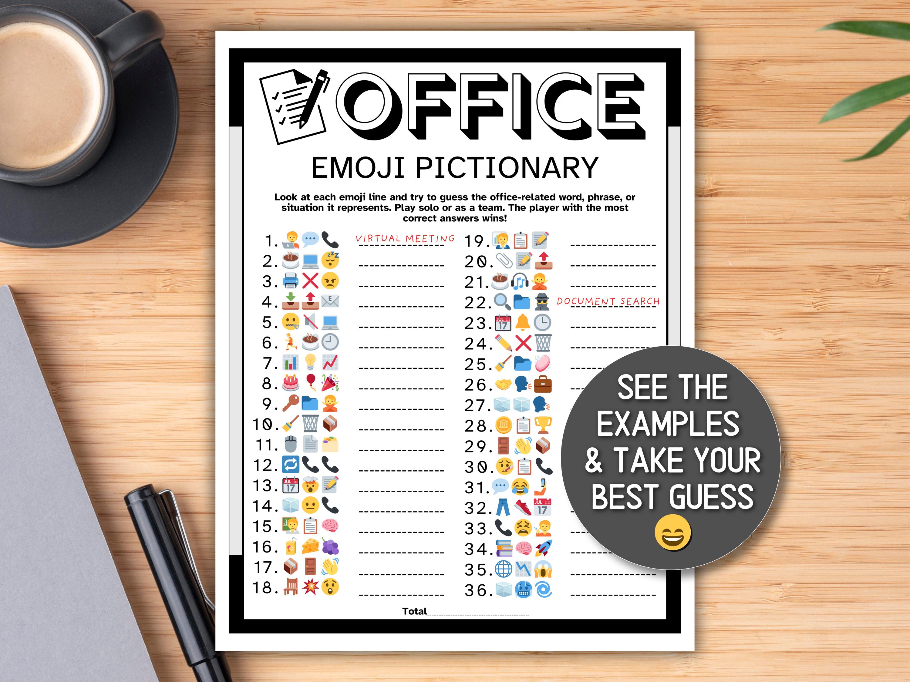 Office Games Emoji Pictionary | Team Building Games | Office Emoji ...