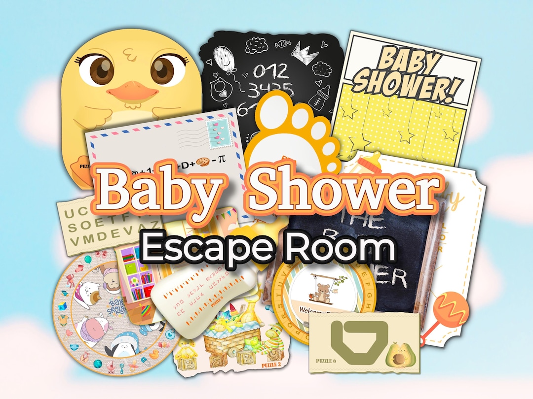 Baby Shower Escape Room Printable Mystery Baby Shower Escape Game ...